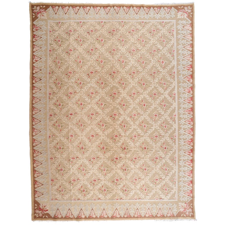 Axminster Pink Roses Area Rug For Sale at 1stDibs