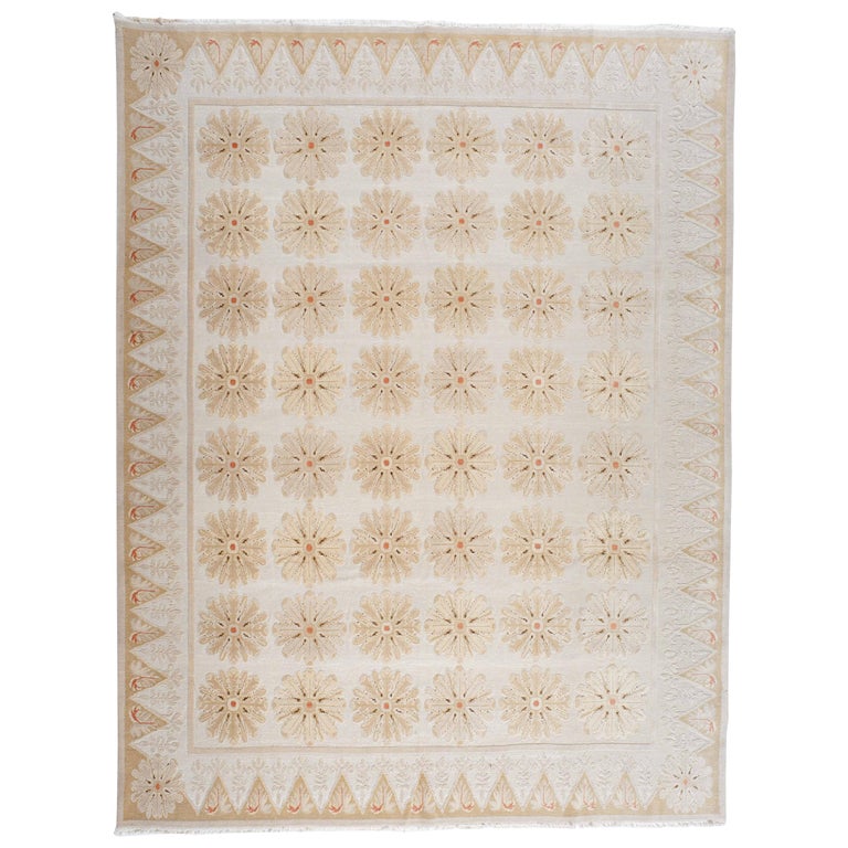 Gold Tone Floral Rug For Sale at 1stDibs
