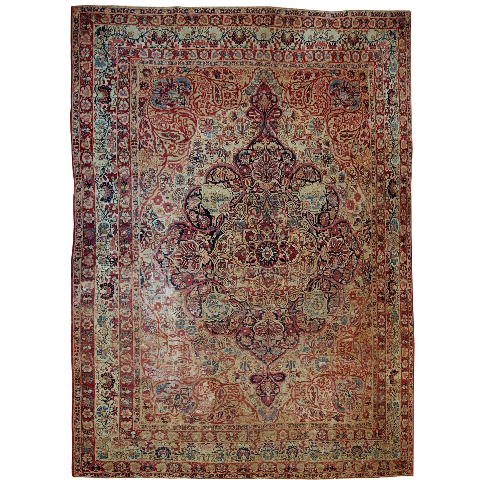 Handmade Antique Prayer Kerman Lavar Style Rug, 1880s, 1B524 For Sale ...