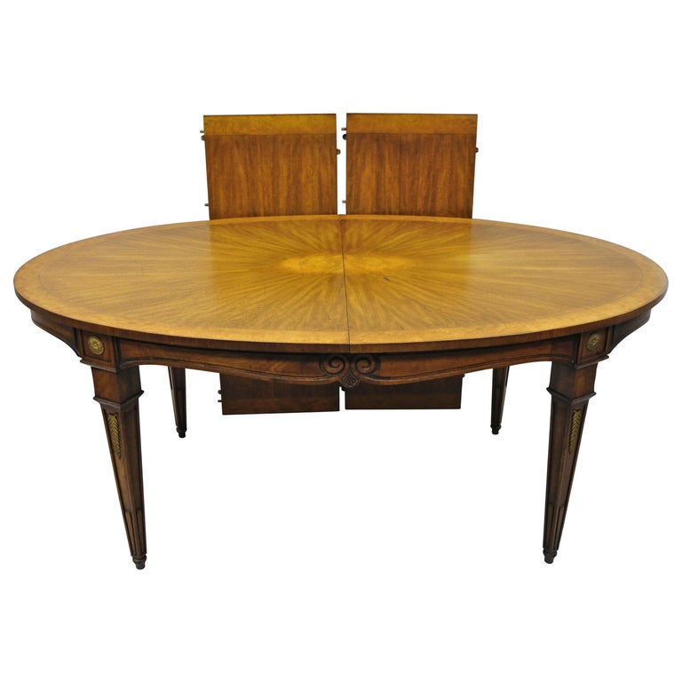 Karges French Regency Style Oval Sunburst Inlaid Dining Table with Two ...