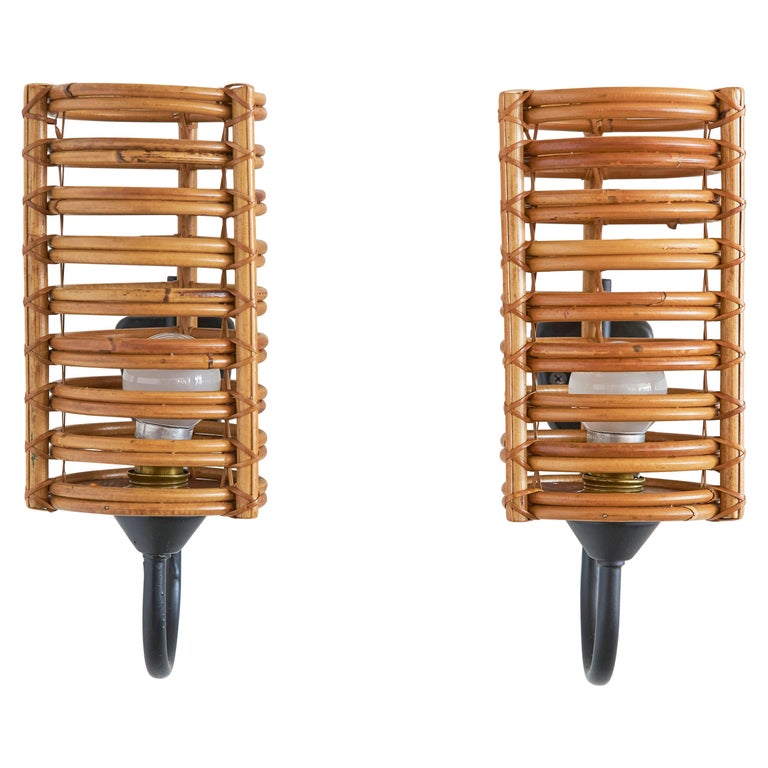 Bamboo Wall Sconces Attributed to Louis Sognot at 1stDibs