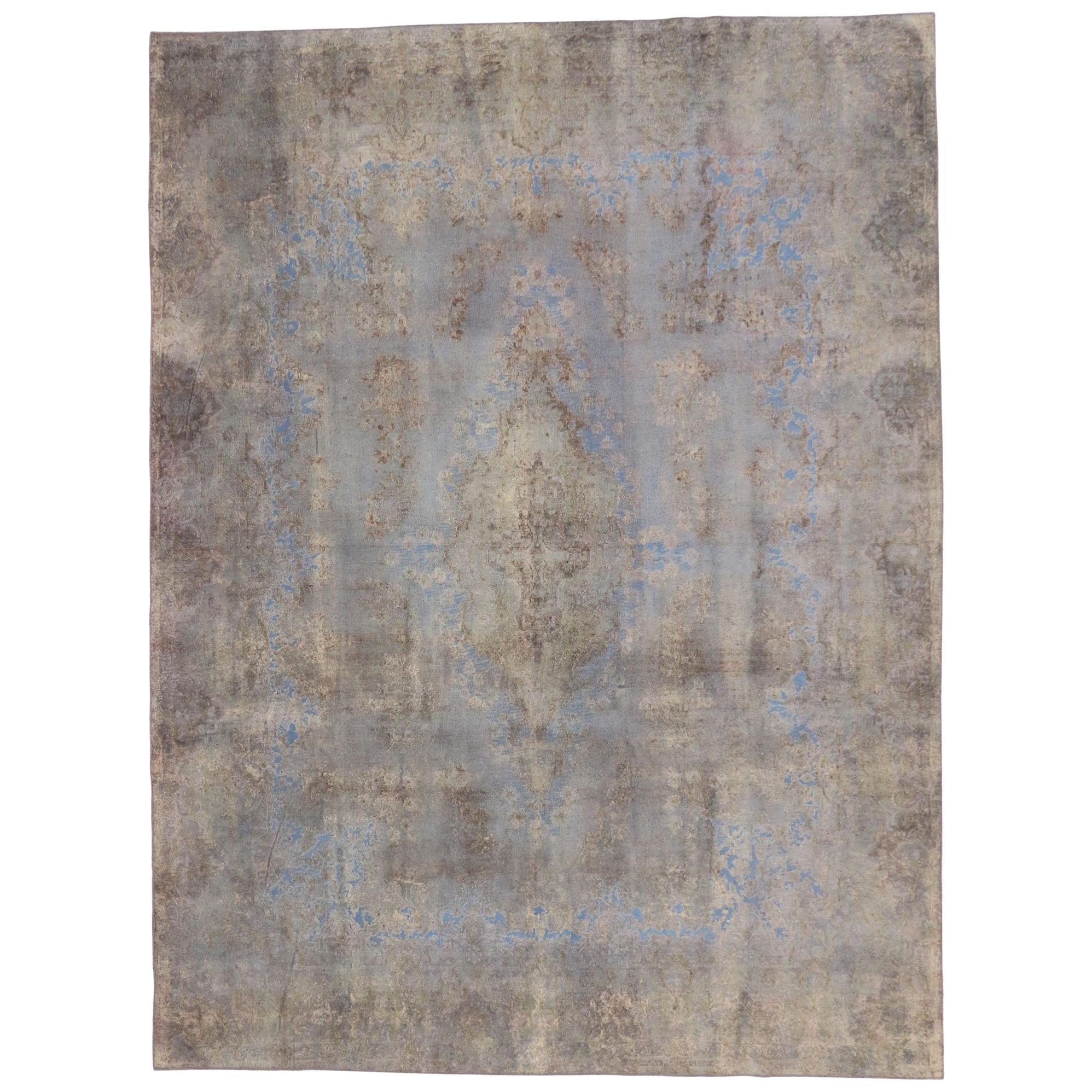 Distressed Vintage Turkish Overdyed Rug with French Industrial Luxe ...