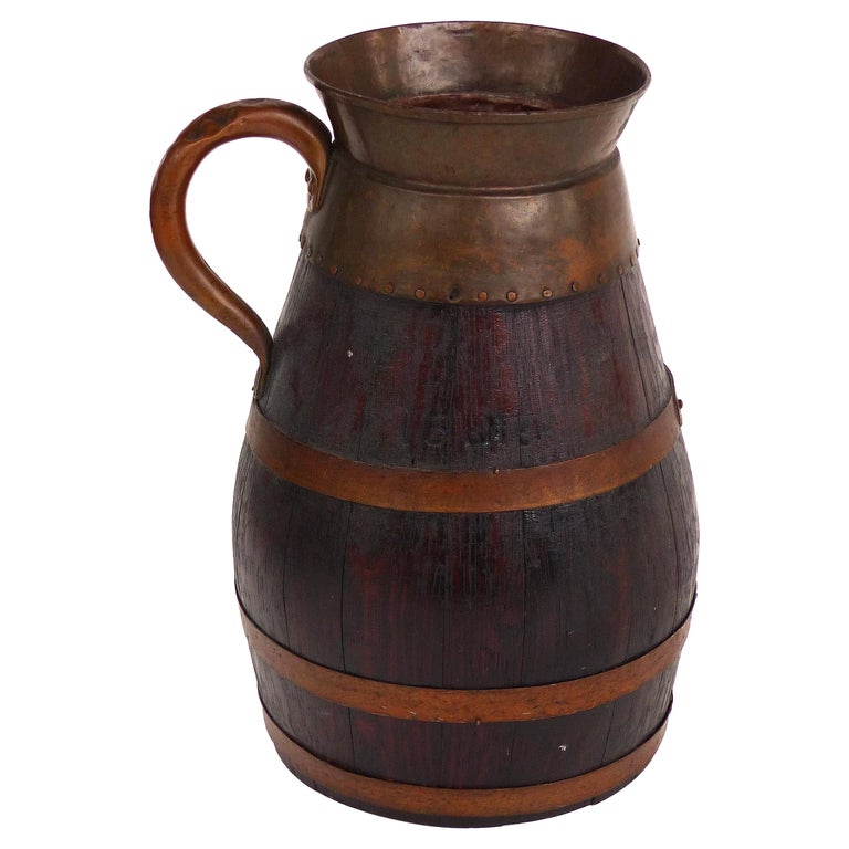 Antique European Oak and Copper Handled Peet Bucket For Sale at 1stDibs