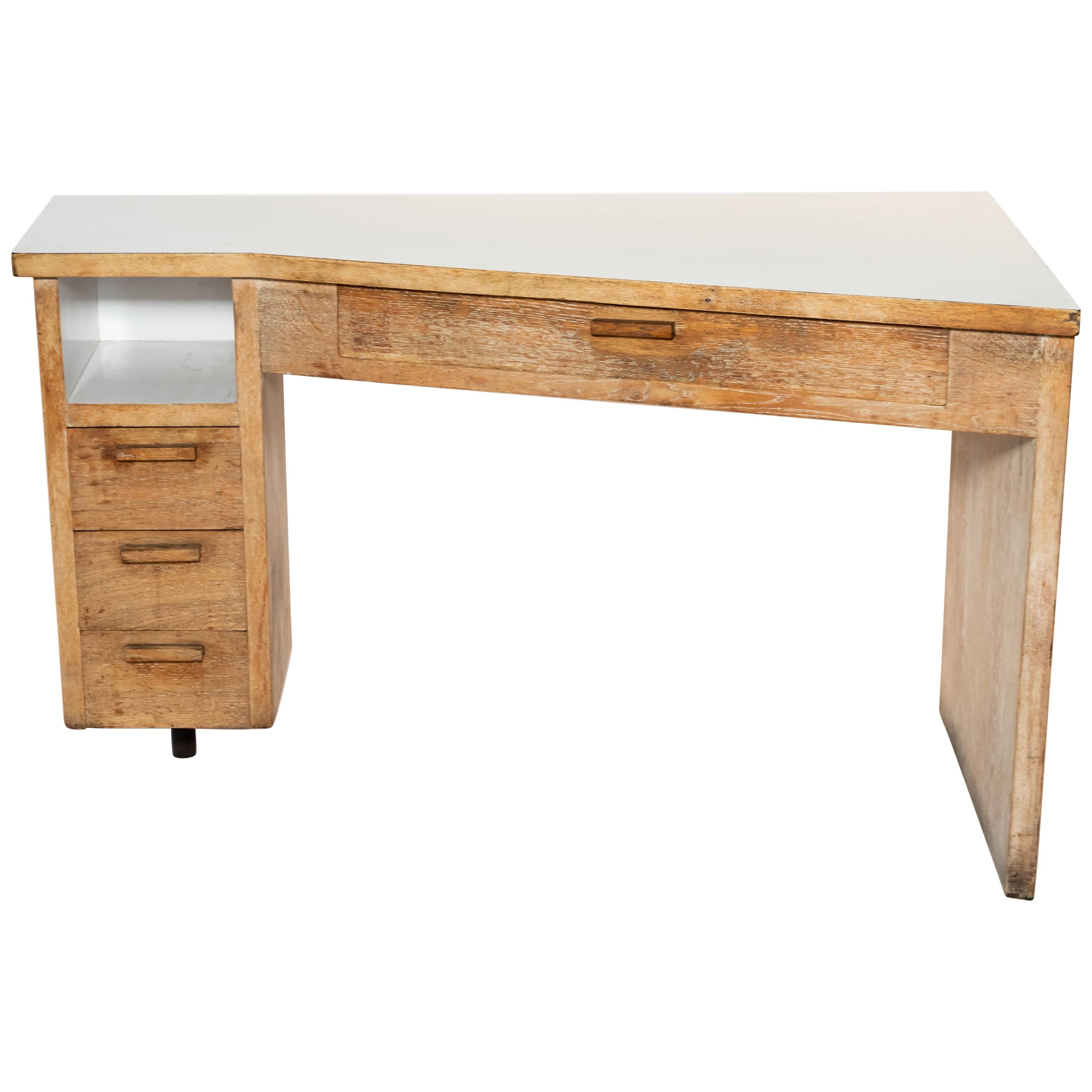1950's Desk in Cerused Oak at 1stDibs