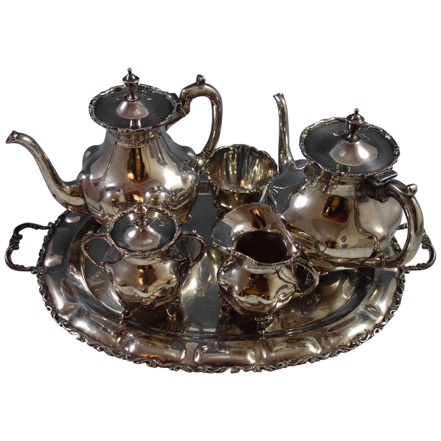 C.C. Hermann Danish Sterling Silver Tea Set of 3 Pieces with Tray For ...
