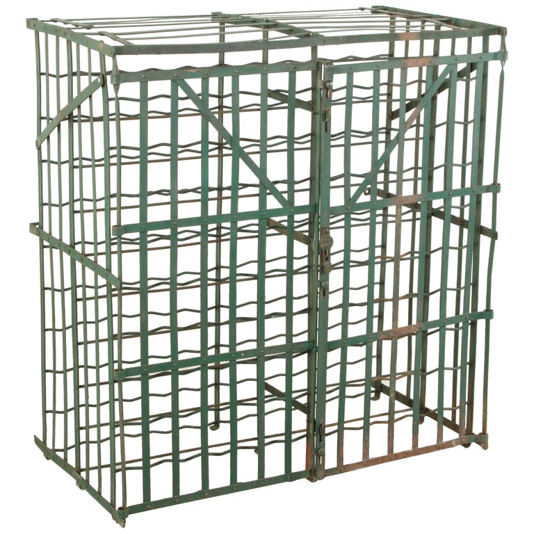 Early 20th Century French Riveted Iron Wine Cage or Wine Cellar for 200 ...