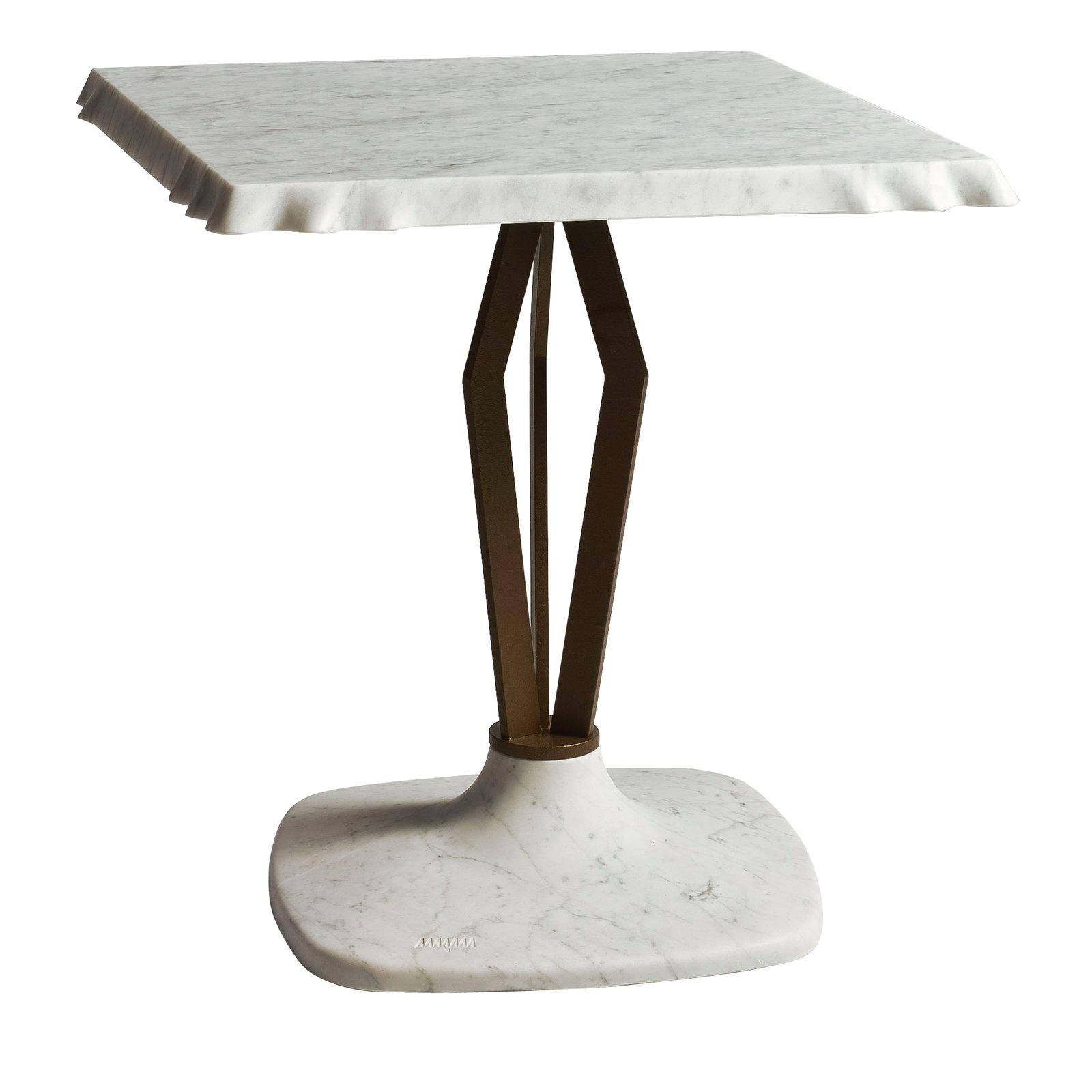 Wave Side Table with Square Top and Metal by Paolo Salvadè by MGM Marmi ...