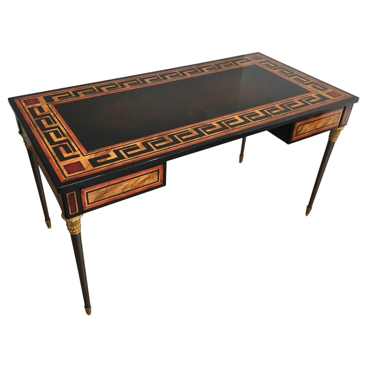 Attributed to Maison Jansen, Neoclassical Drawer Desk with Greek Keys ...