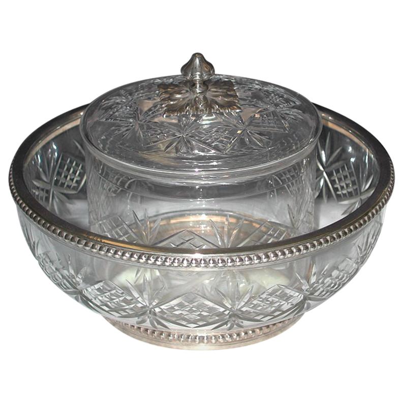 French Silver Mounted Cut Glass Caviar Serving Set, c.1890 at 1stDibs