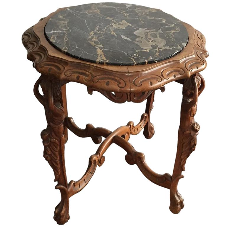 One of a Kind French Antique Table with Figure Carved Legs at 1stDibs