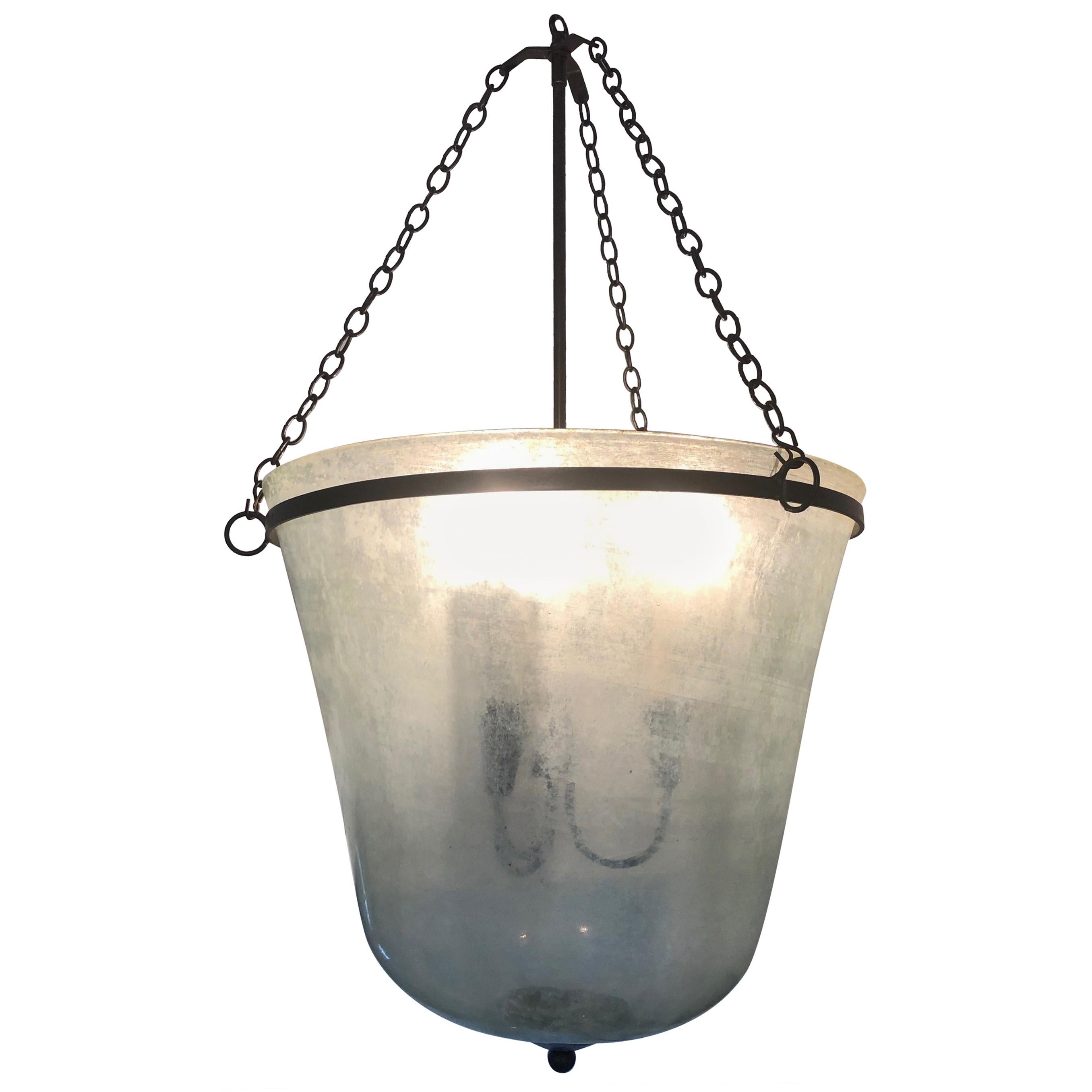 French 19th Century Handblown Glass Bell Cloche Hanging Light at 1stDibs