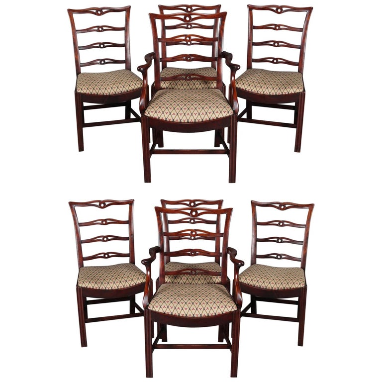 Set of 8 Antique Federal Style Mahogany Ribbon Back Dining Chairs ...