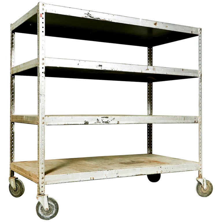 Industrial Metal Rolling Shelving Cart For Sale at 1stDibs | metal ...