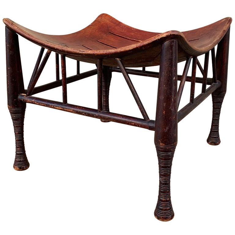 Egyptian Revival Thebes Stool Attributed to Liberty and Co. at 1stDibs