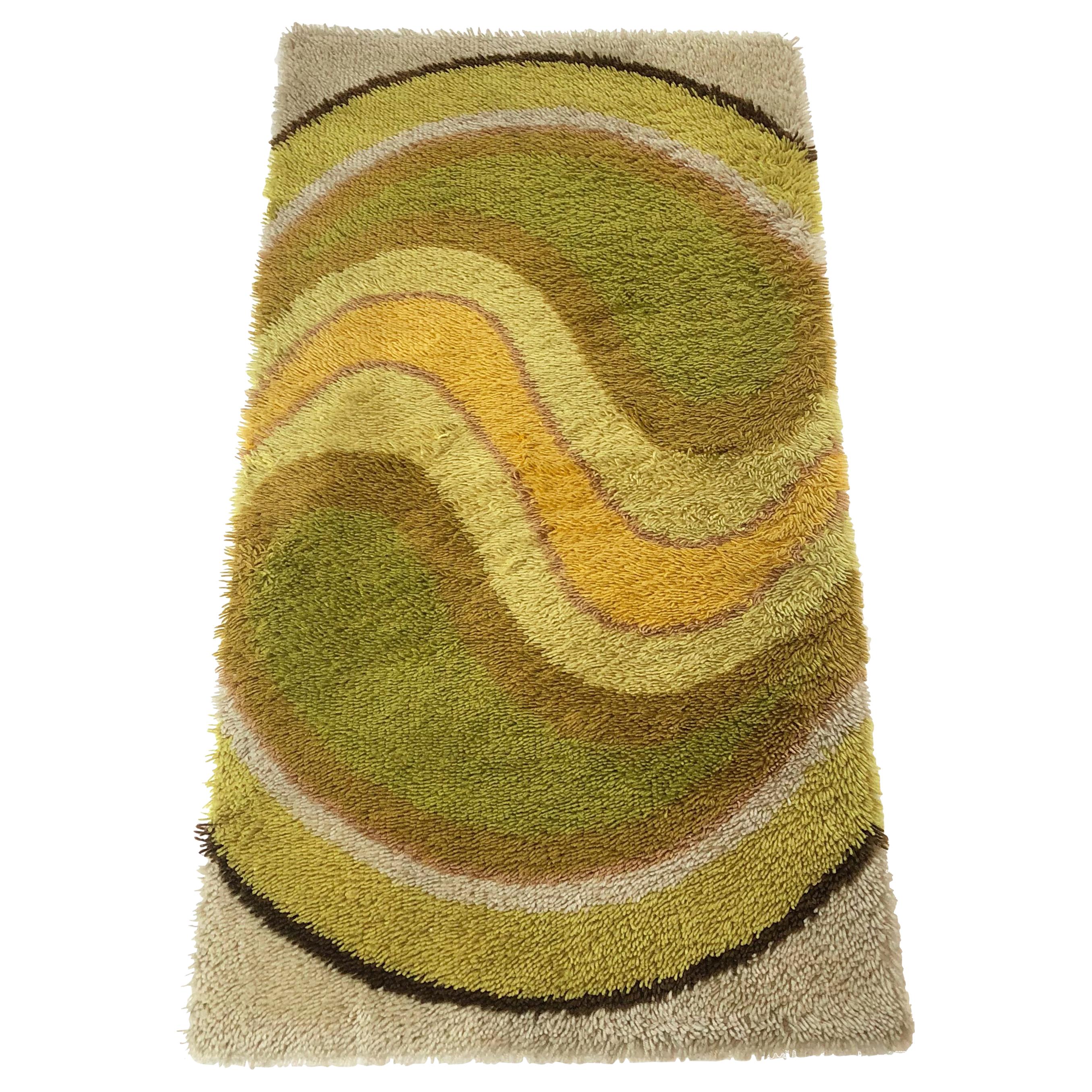 Psychedelic Vintage 1970s Modernist High Pile Op Art Carpet Rug ...