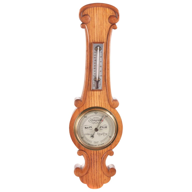 Small Antique Oak Banjo Barometer, circa 1880 For Sale at 1stDibs