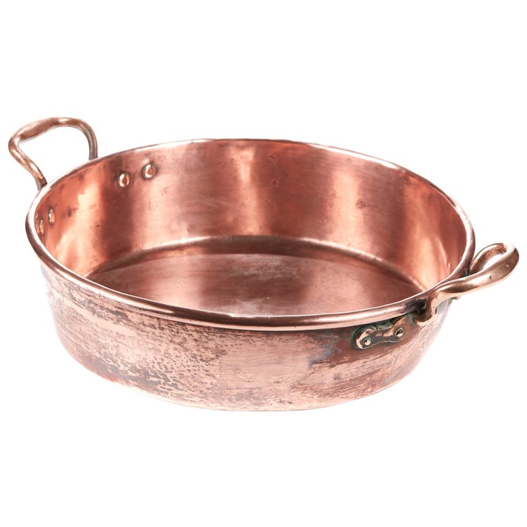 Large Quality Antique 2 Handled Copper Pan at 1stDibs
