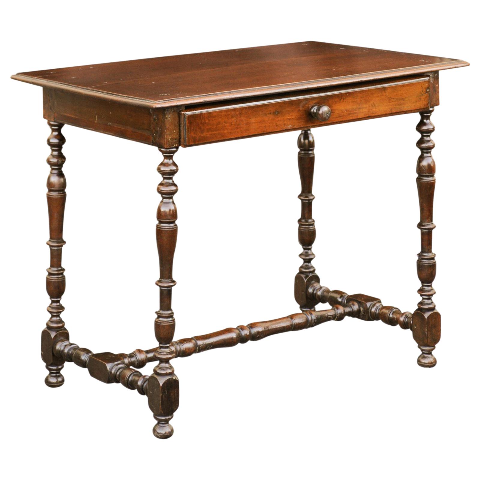 English Jacobean Style 1800s Oak Side Table with Barley Twist Base and ...