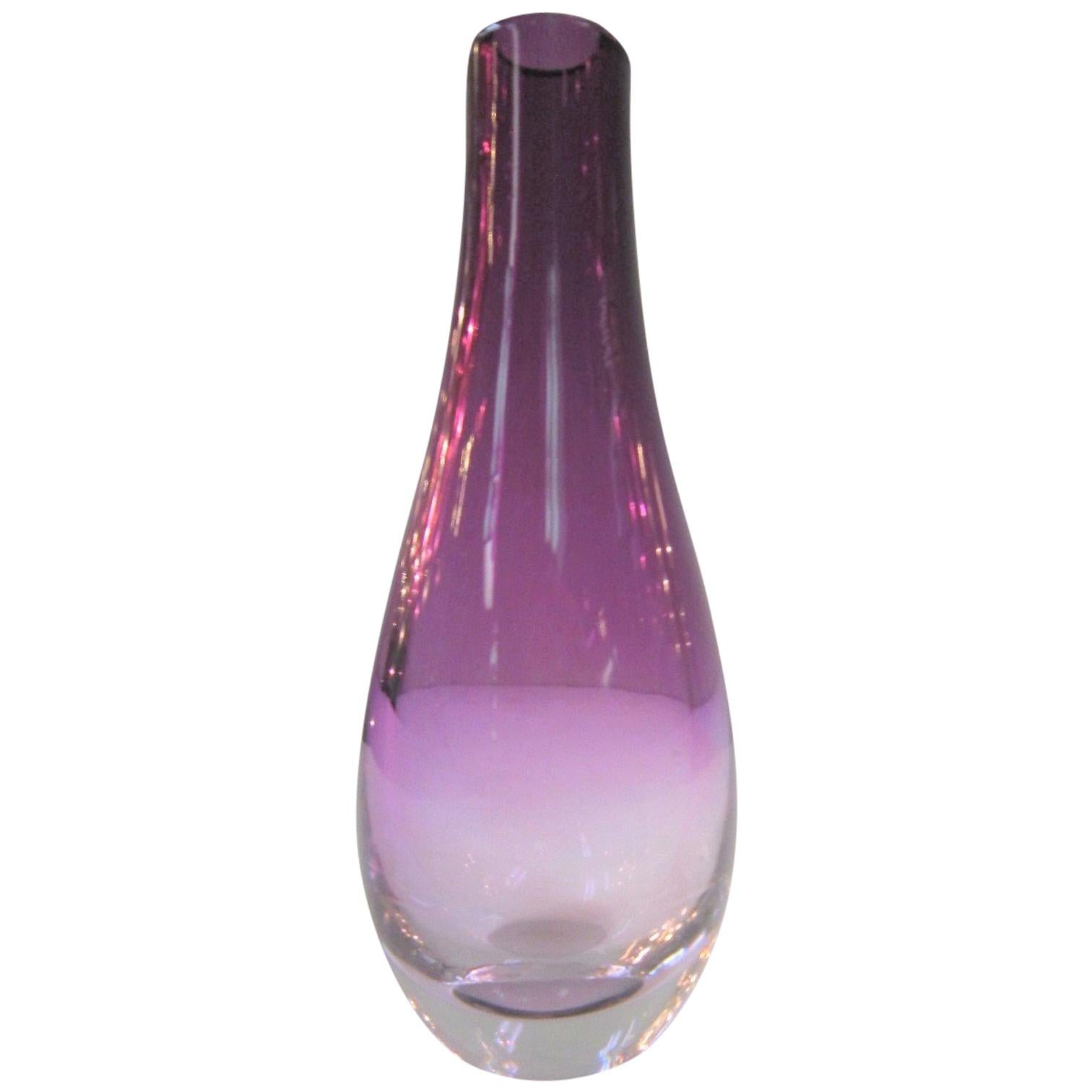 Small Amethyst Purple Teardrop Shaped Glass Bud Vase at 1stDibs