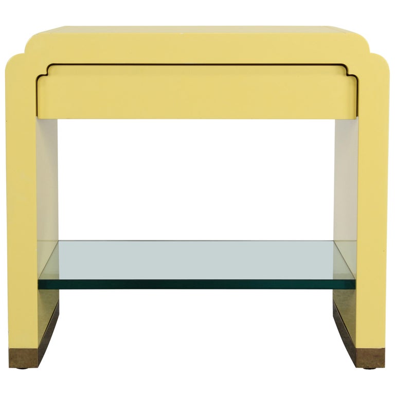 Side Table in Yellow Lacquer by Ron Seff, 1970s at 1stDibs