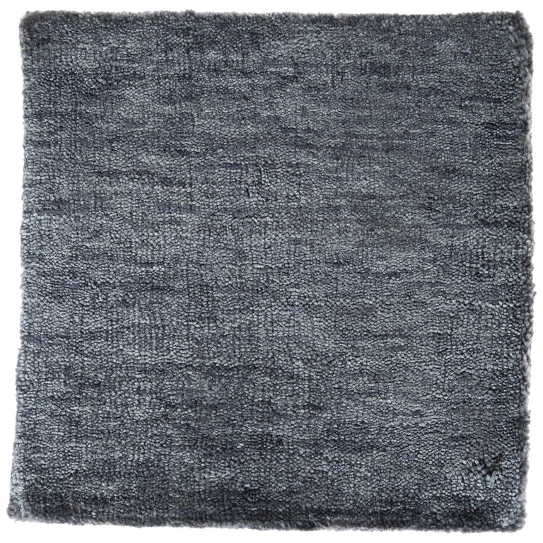 Bamboo Silk Hand-Loomed Solid Neutral Blue Tonal Rug in Stock For Sale ...