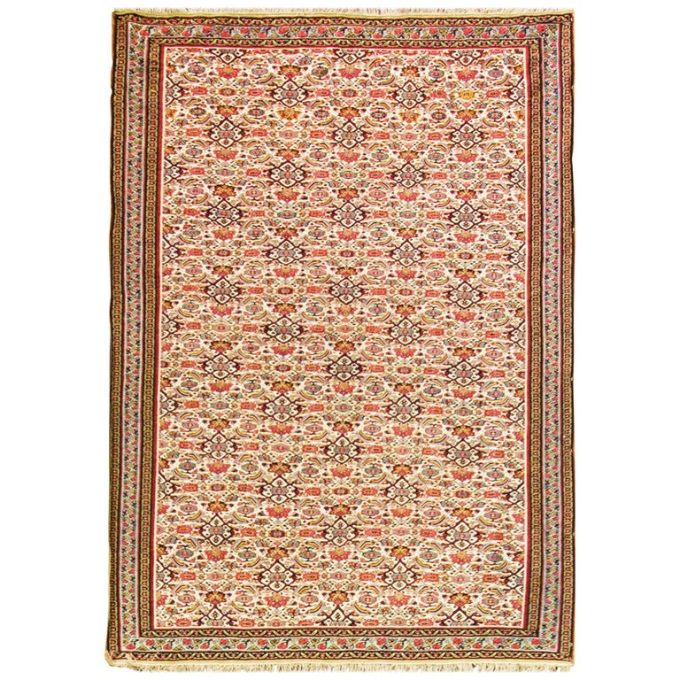 Very Fine Antique Senneh Kilim Rug For Sale at 1stDibs | antique senneh ...