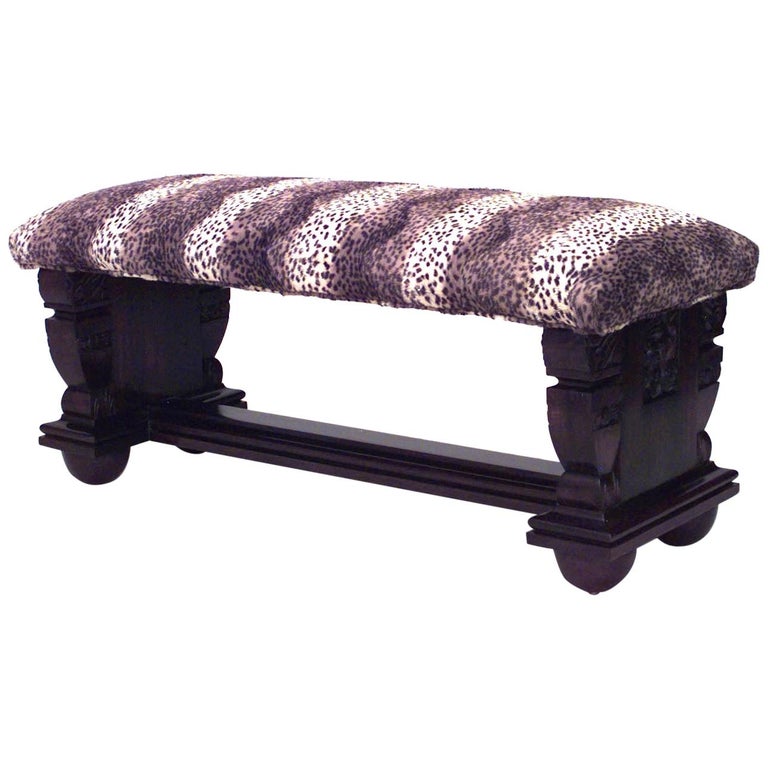 French Art Deco Faux Leopard Bench For Sale at 1stDibs