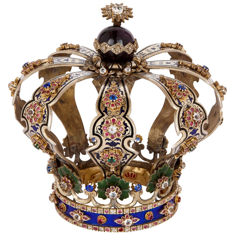 Jewish Silver, Enamel and Jewel Torah Crown Keter For Sale at 1stDibs