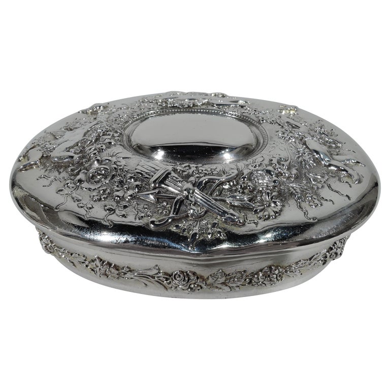 Antique Tiffany Sterling Silver Romantic Cupid Keepsake Box For Sale at ...