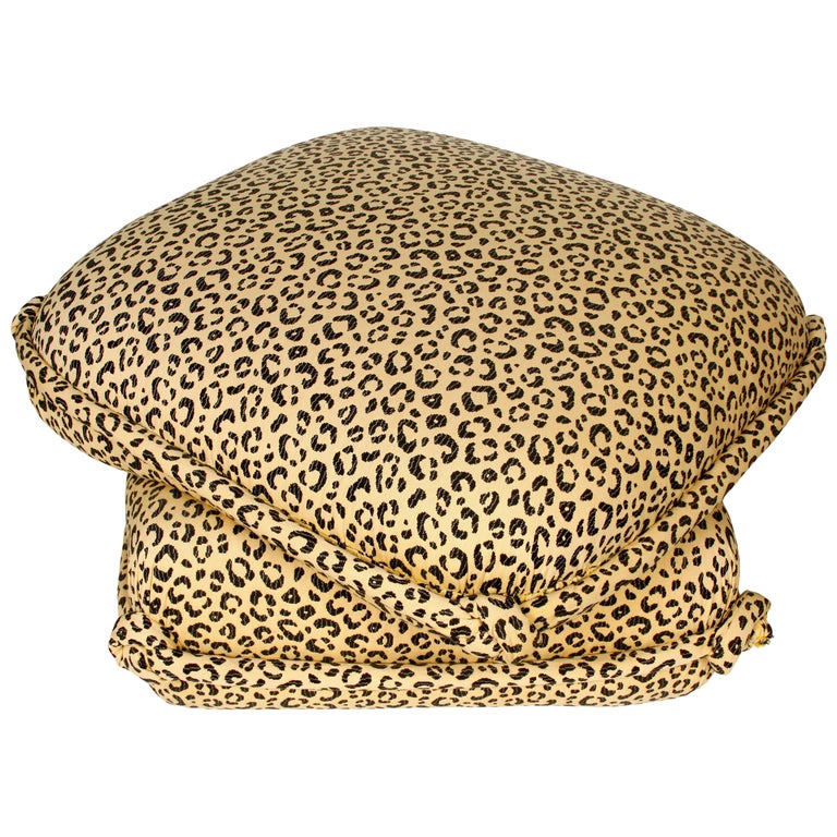 Leopard Turkish Ottoman with Knotted Corners at 1stDibs