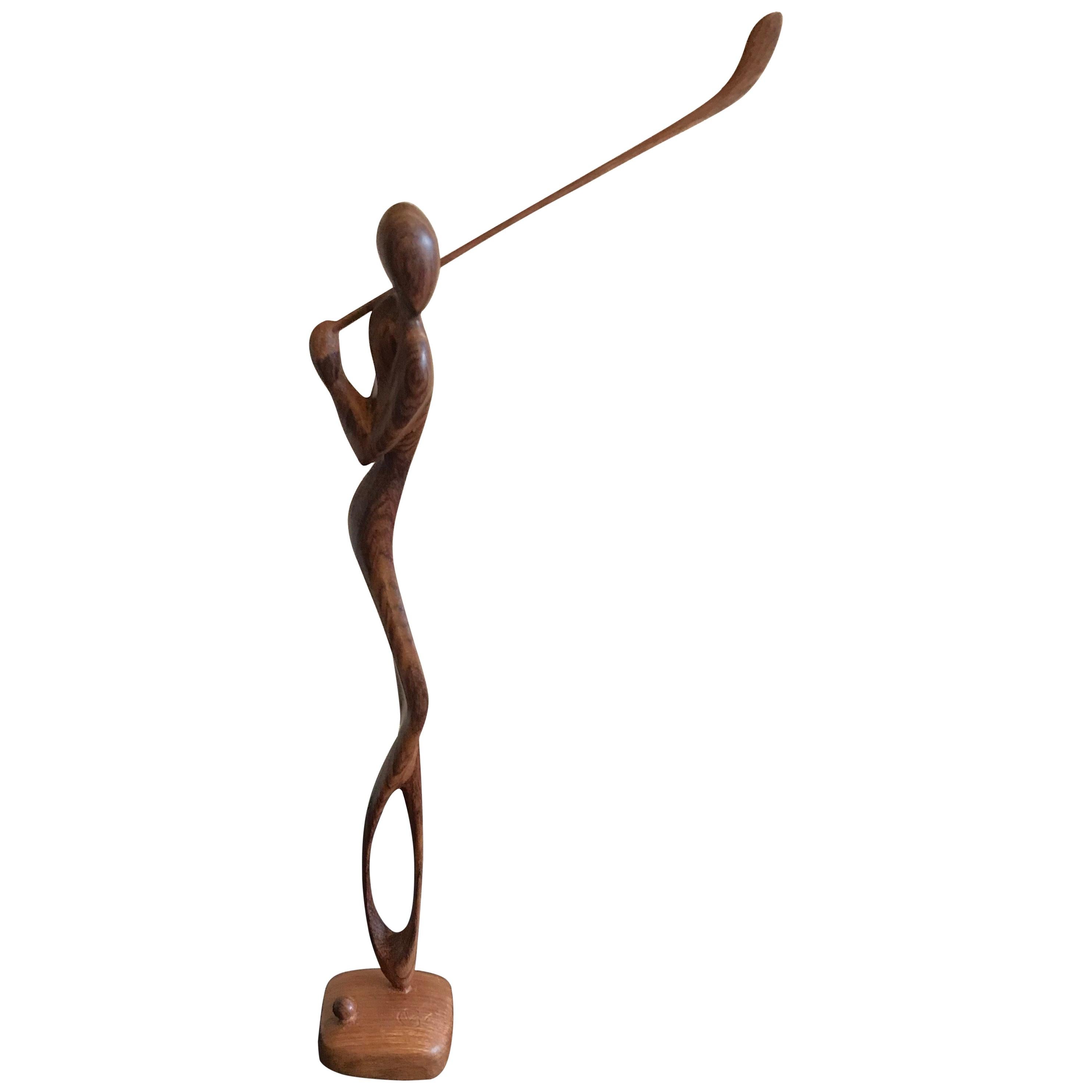 Golfer Wood Sculpture at 1stDibs
