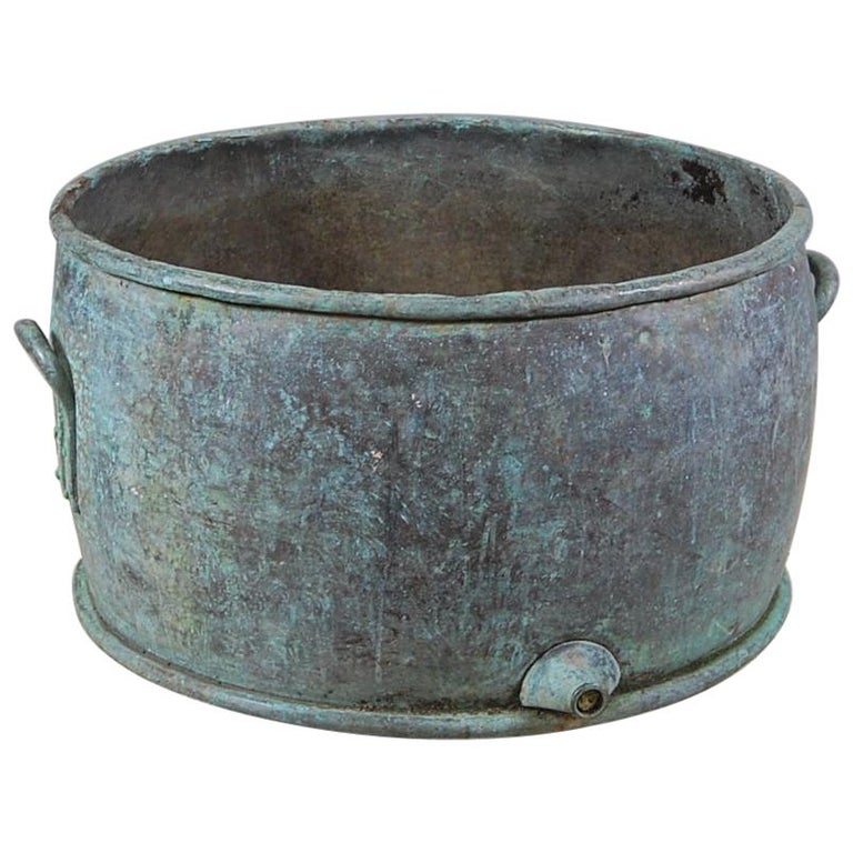 Large 19th Century English Verdigris Copper Boiler Planter at 1stDibs