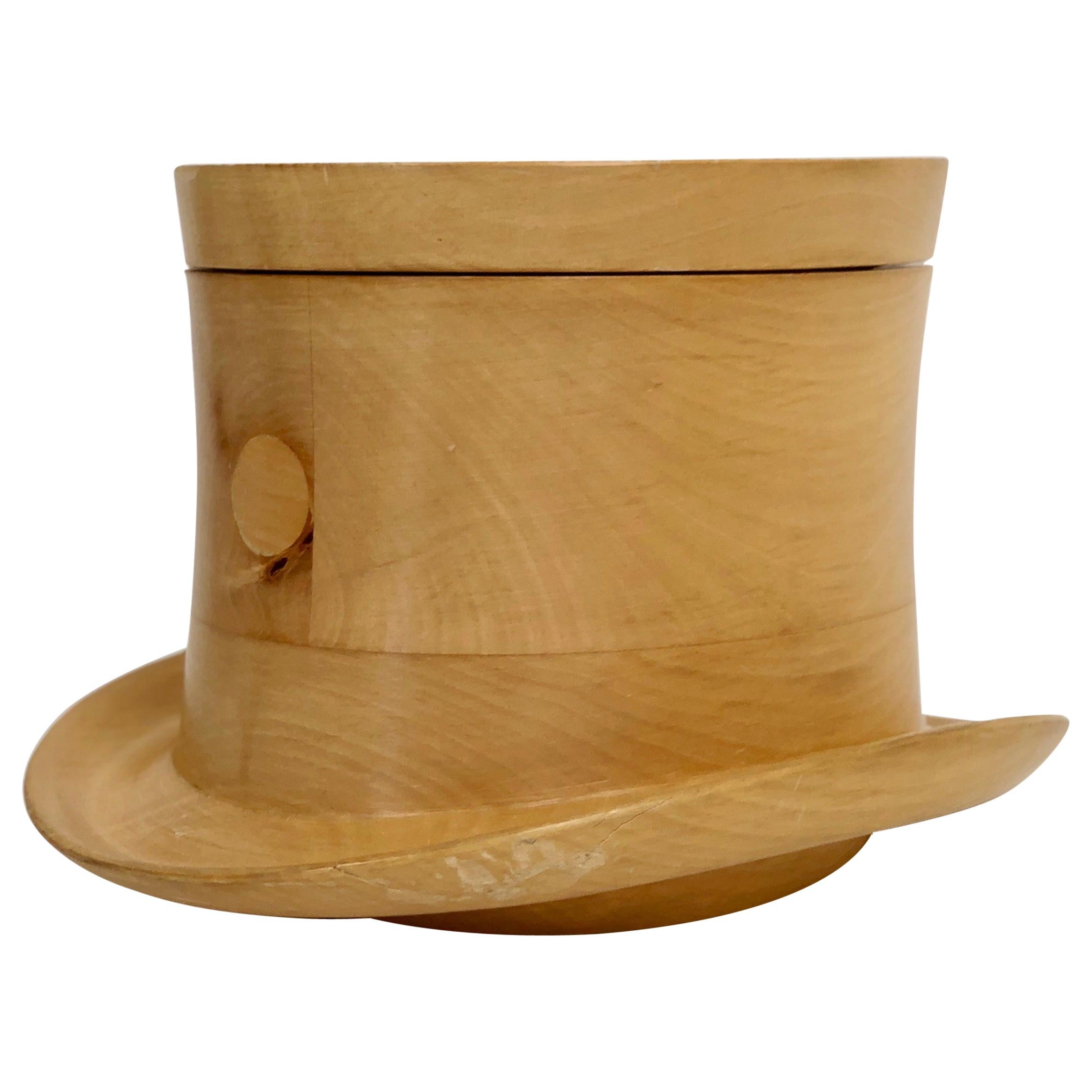 Vintage Top Hat Ice Bucket in Wood, in the Style of Aldo Tura Italy ...