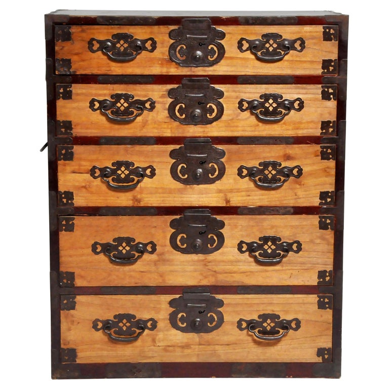 Japanese Tansu with Hand Forged Hardware at 1stDibs