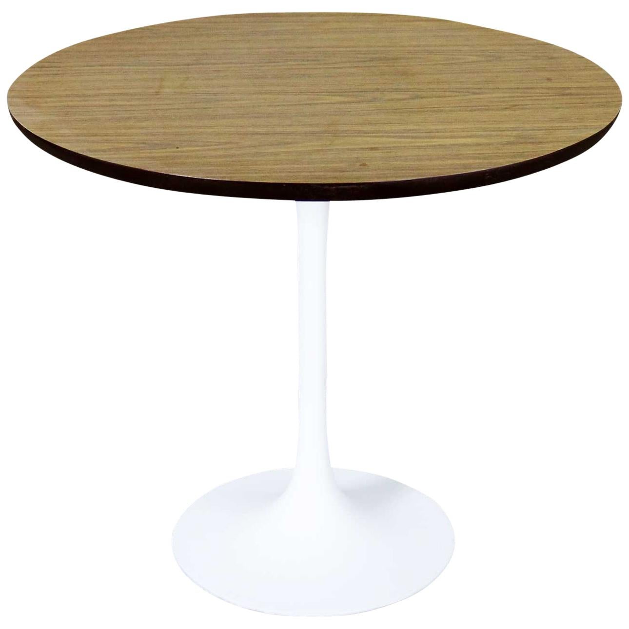 Vintage Saarinen Style White Tulip Base Table Light Woodgrain Laminate ...