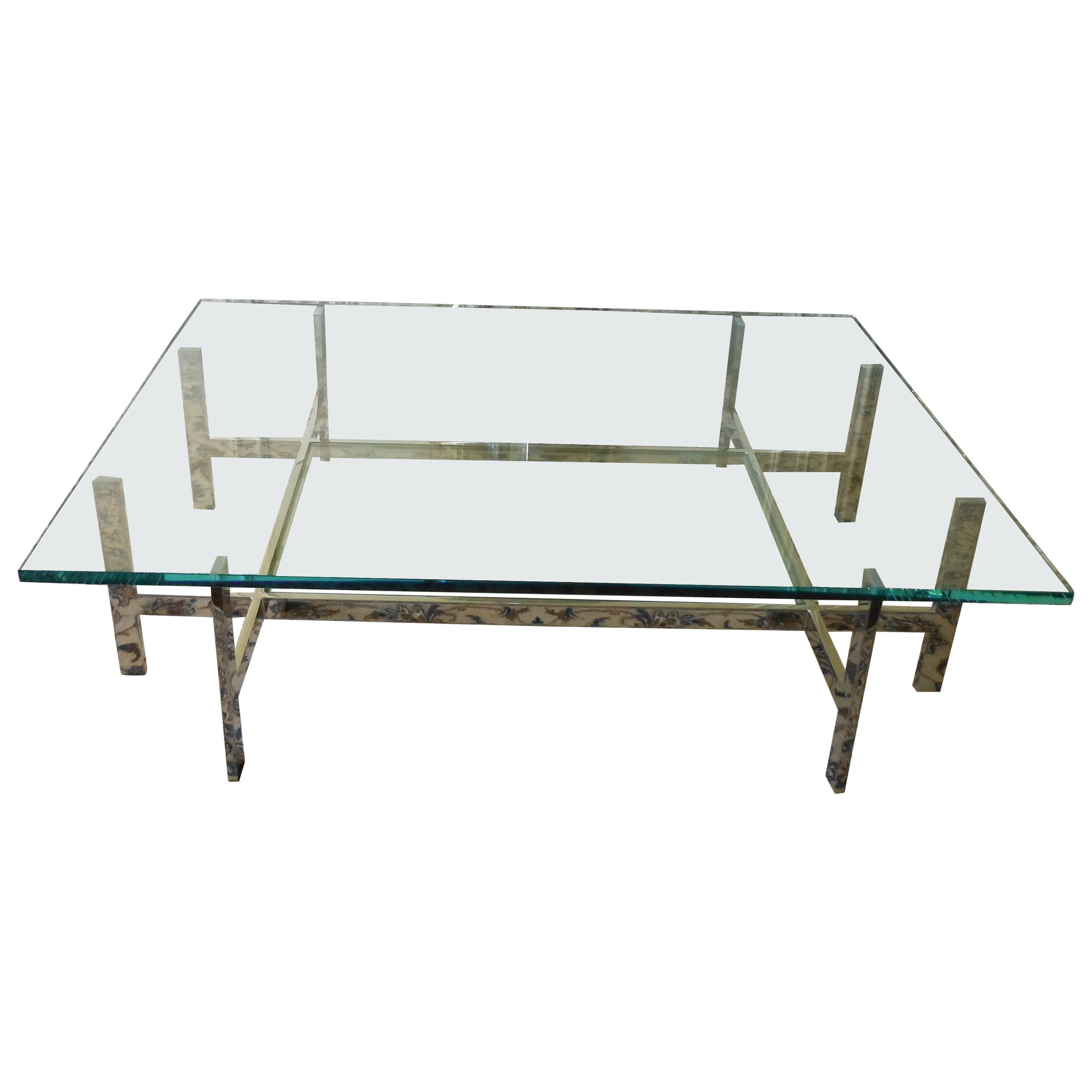 Steel and Glass Coffee Table For Sale at 1stDibs | glass steel coffee ...