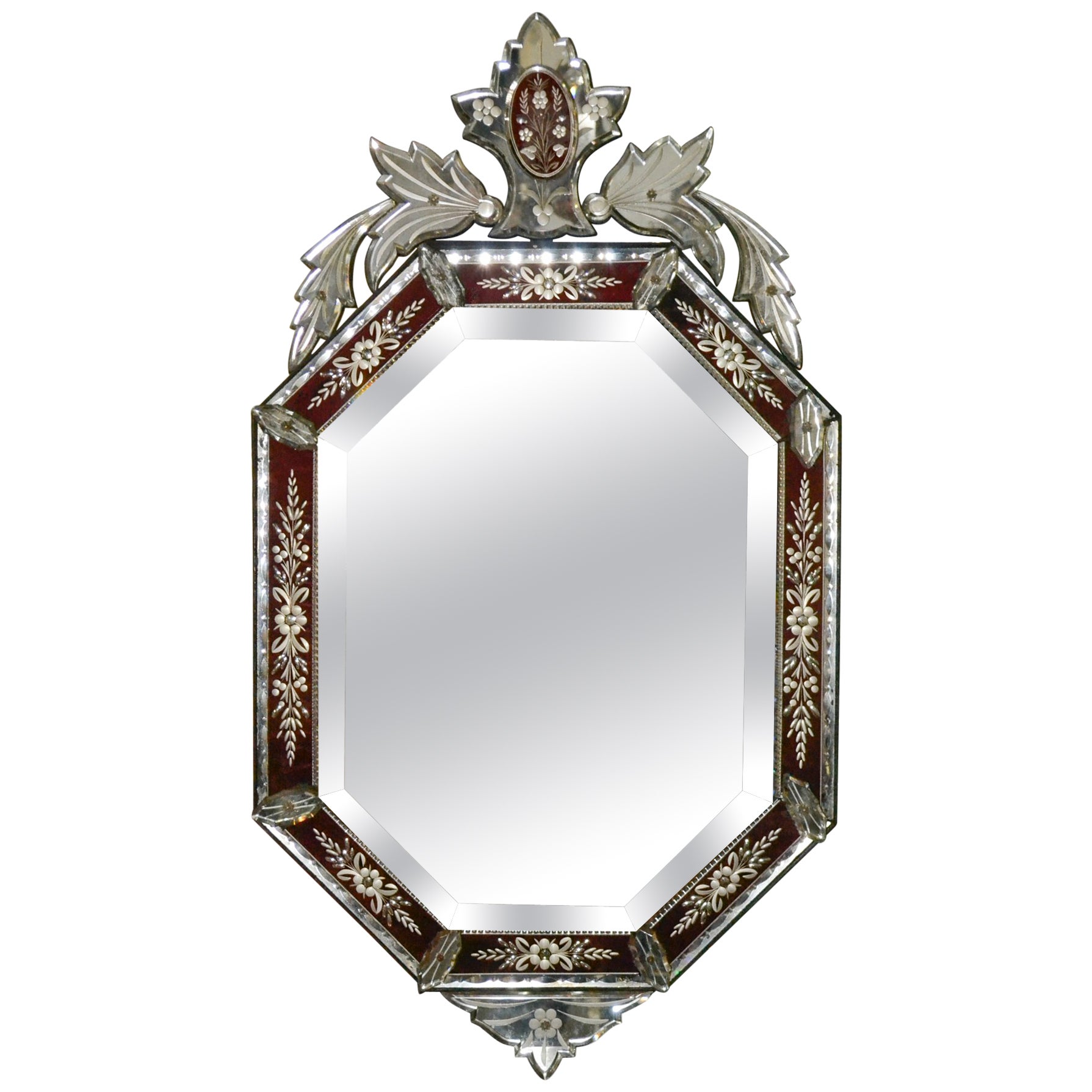 Etched Venetian Octagonal Mirror at 1stDibs