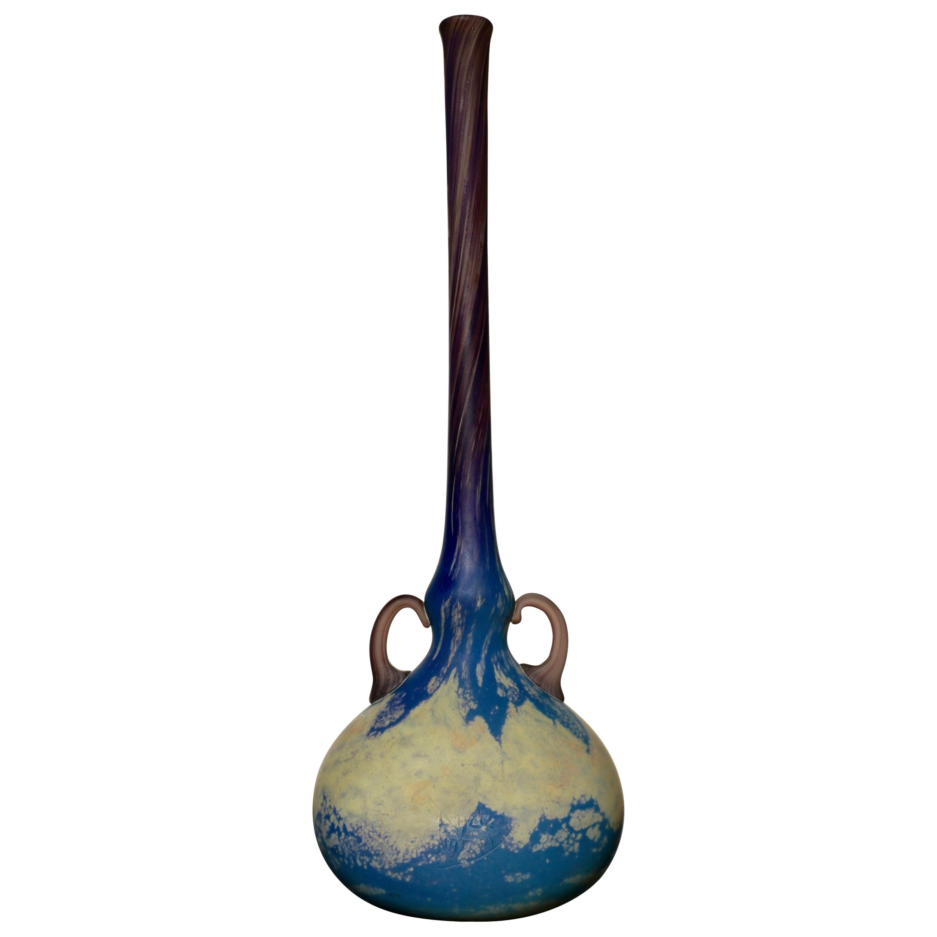 Daum Nancy Applied Handle Vase at 1stDibs