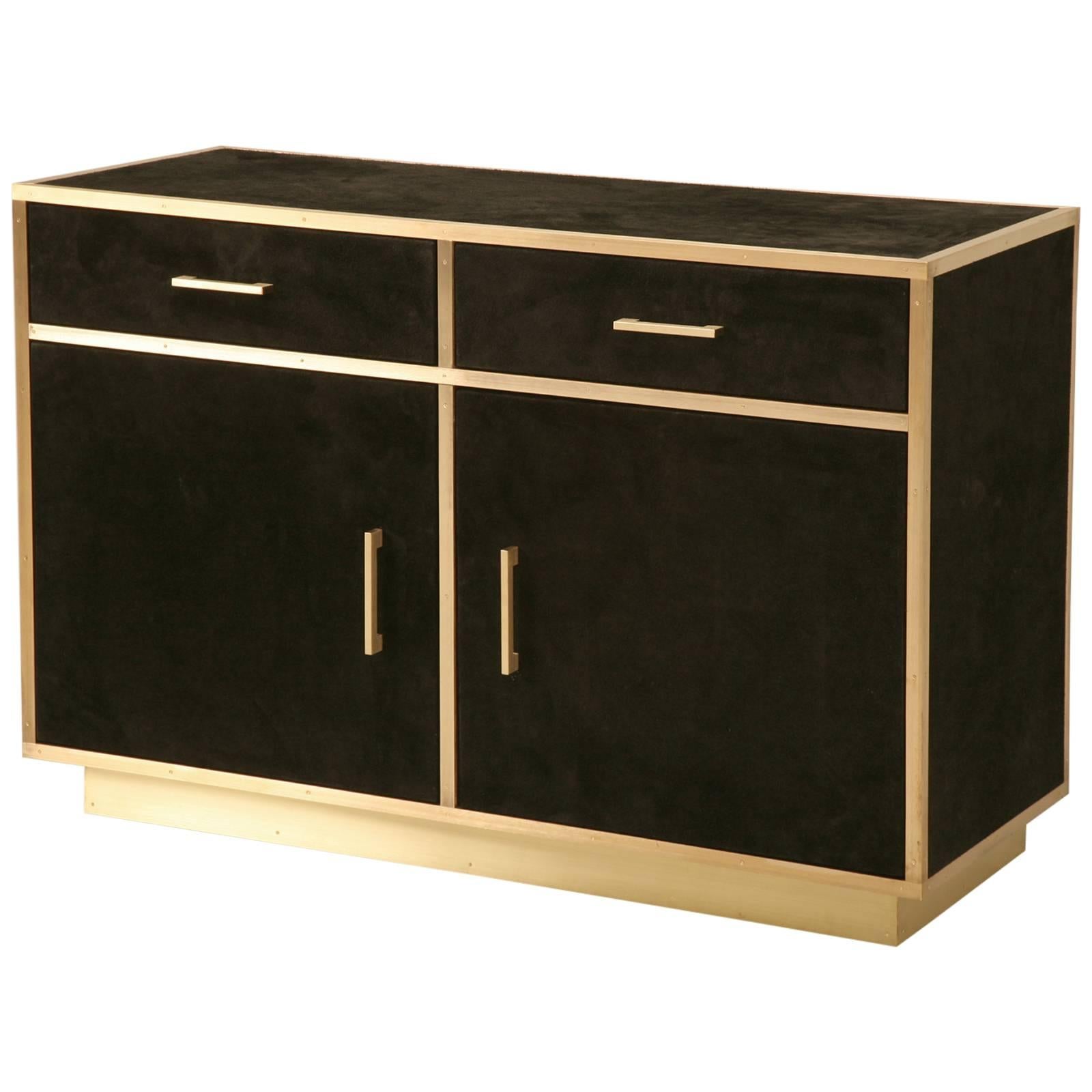Double Sided - French Buffet in Black Glass, Brass and Burlwood For ...