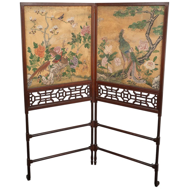 George III Folding Firescreen in the Chinese Chippendale Taste at 1stDibs
