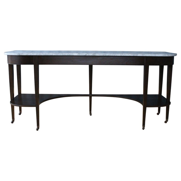 1940s Walnut Console Table with Marble Top at 1stDibs
