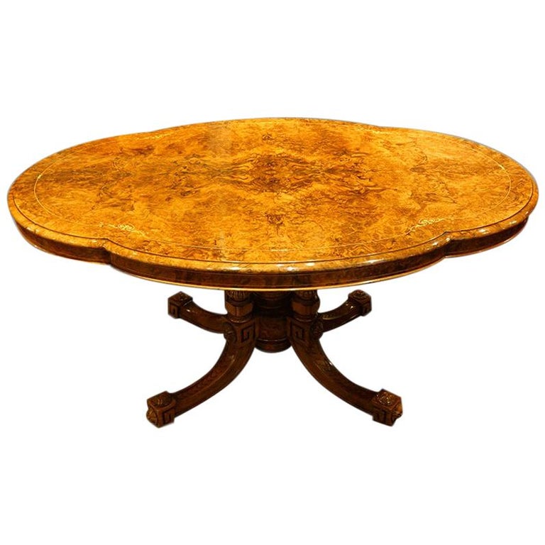 Victorian Walnut Inlaid Shaped Loo Table at 1stDibs