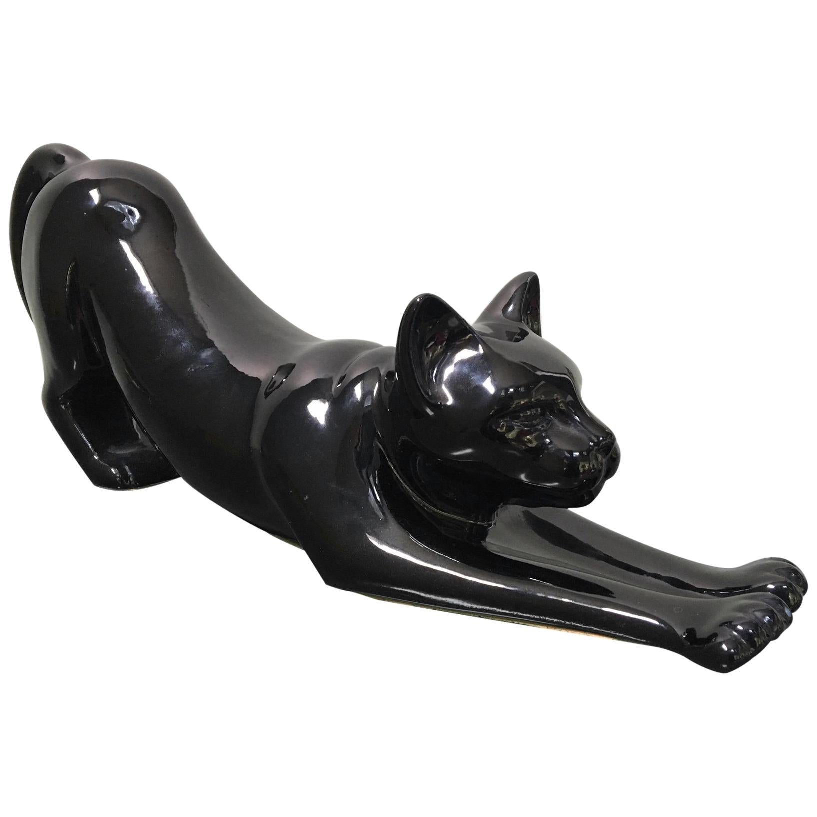 Ceramic Black Cat Sculpture by Vanguard at 1stDibs