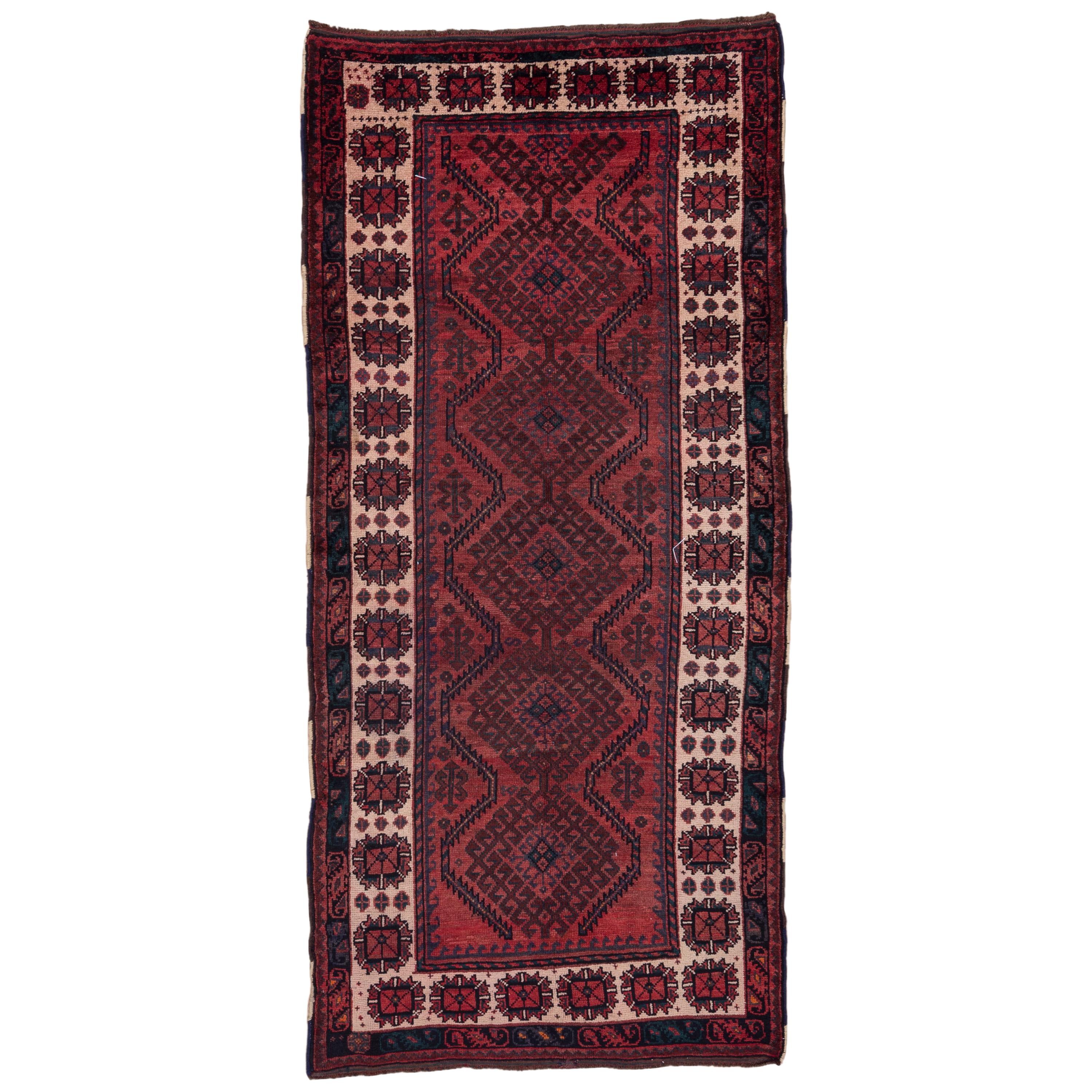 Rustic Persian Kurdish Rug, All-Over Field, Fringes For Sale at 1stDibs