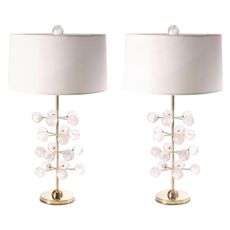 Rock Crystal Orb Brass Tree Lamps For Sale at 1stDibs