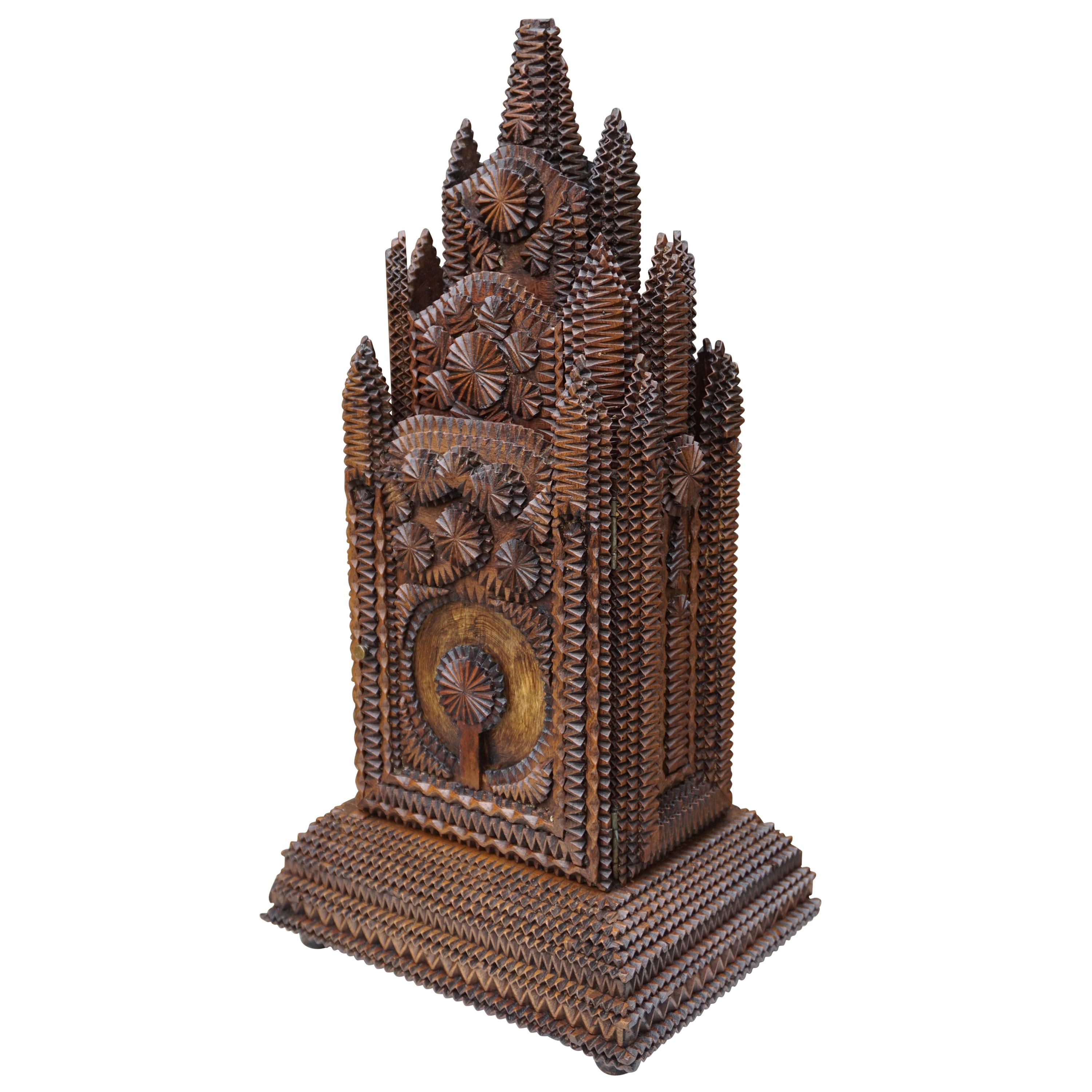 Tramp Art Two-Piece Gothic Style Cabinet or Box in Cathedral and ...