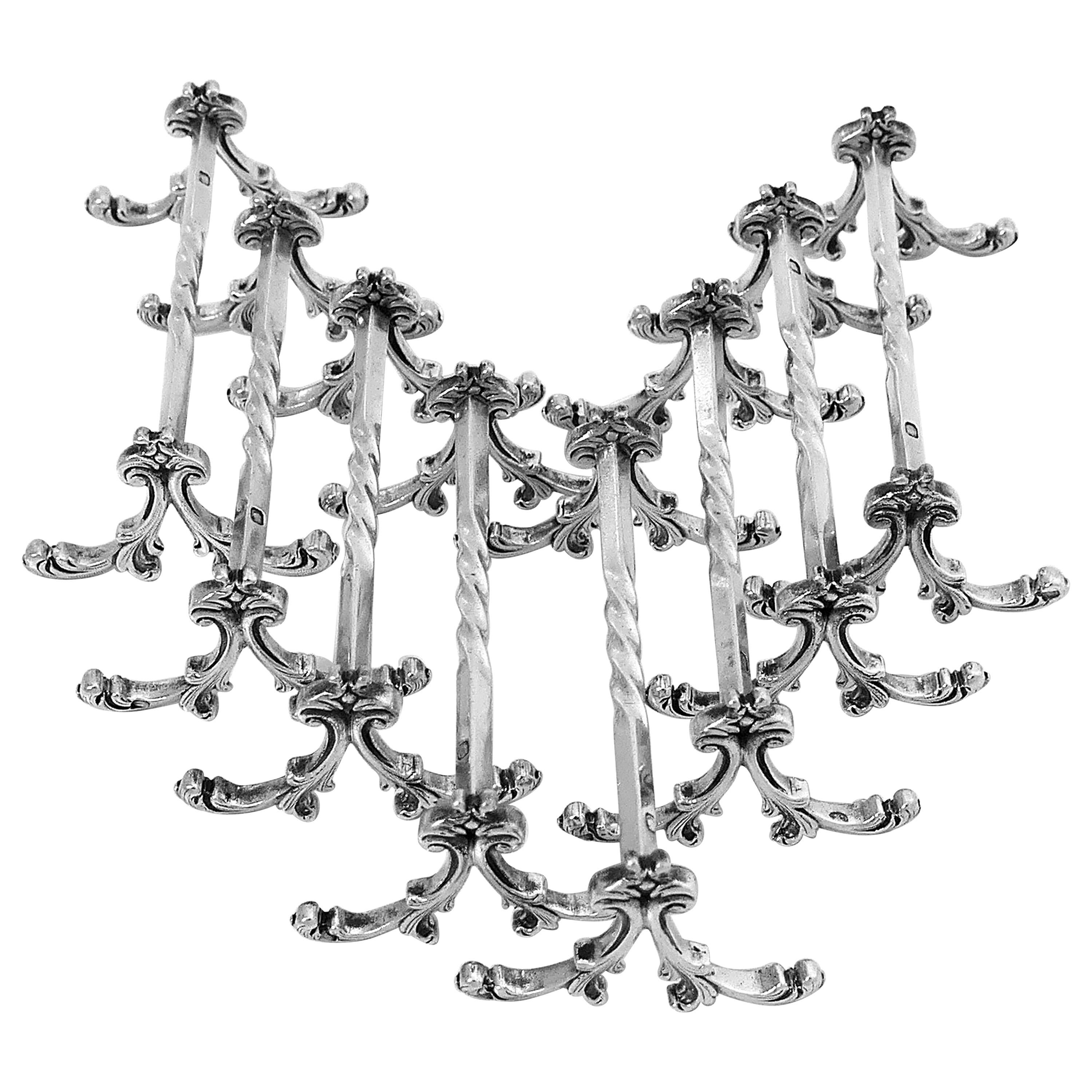 Rare French All Sterling Silver Knife Rests Set of Eight-Piece For Sale ...