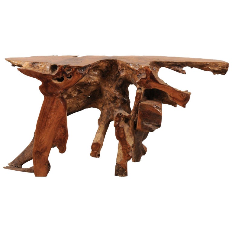 Natural Teak Root Console or Sofa Table at 1stDibs