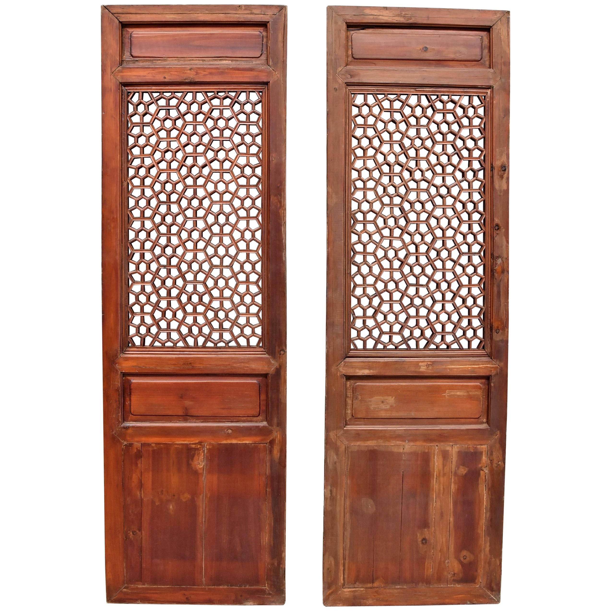 Pair of Antique Chinese Screens, Octagon Wheel Pattern at 1stDibs ...