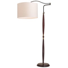Brass and Wood Floor Lamp, French, circa 1970 For Sale at 1stdibs